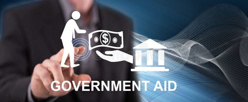 Man Touching a Government Aid Concept Stock Photo - Image of investment ...