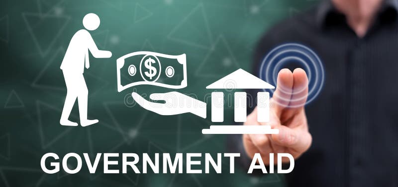 Man Touching a Government Aid Concept Stock Image - Image of crisis ...