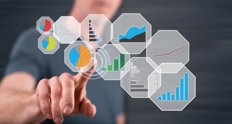 Man Touching a Graphic Analysis Concept on a Touch Screen Stock Image ...