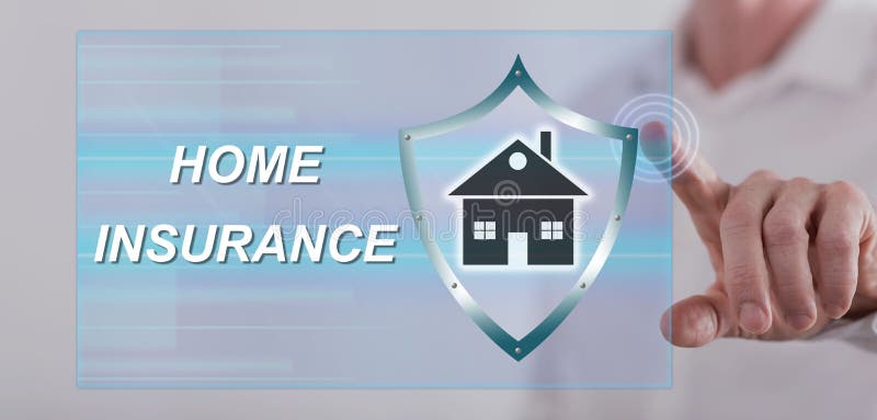 Man Touching a Home Insurance Concept on a Touch Screen Stock Photo ...