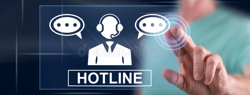 Man Touching a Hotline Concept Stock Image - Image of talk, sign: 192528799