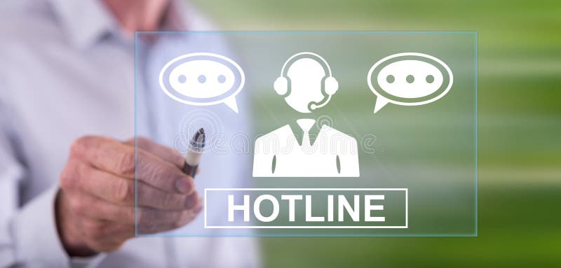 Man Touching a Hotline Concept Stock Image - Image of talk, sign: 192528799