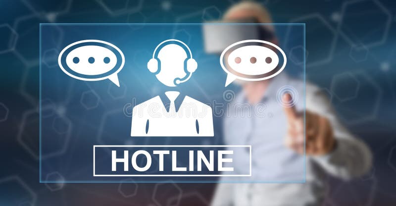 Man Touching a Hotline Concept Stock Illustration - Illustration of ...