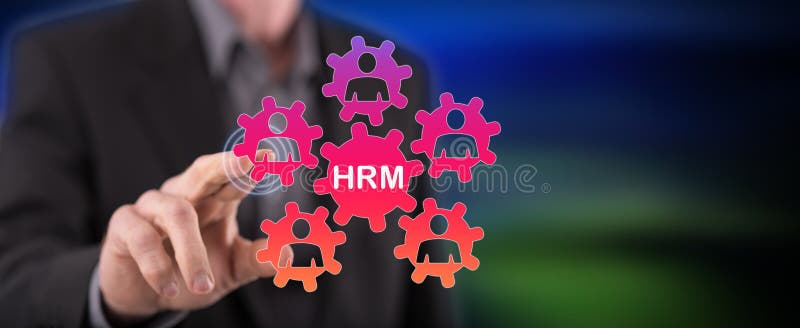 Man touching a hrm concept stock photo. Image of company - 218985608