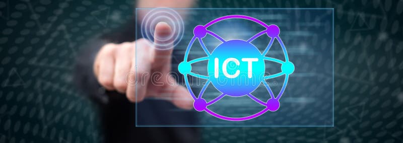 Man Touching an Ict Concept Stock Image - Image of symbol, technology ...