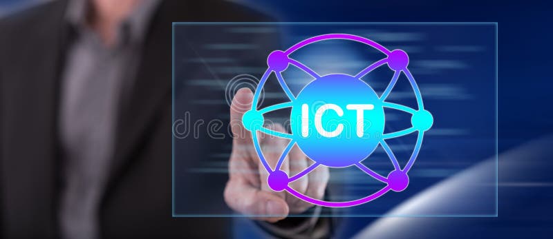 Man Touching an Ict Concept Stock Image - Image of symbol, system ...