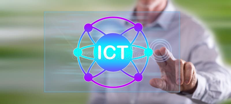 Man Touching an Ict Concept Stock Image - Image of information, system ...