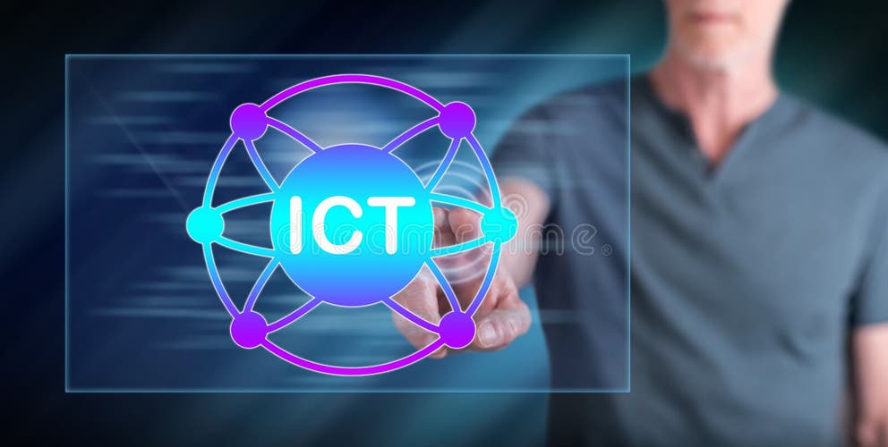 Man Touching an Ict Concept Stock Image - Image of communicate, concept ...