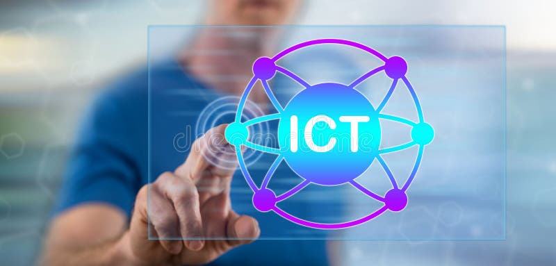 Man Touching an Ict Concept Stock Photo - Image of computer, internet ...