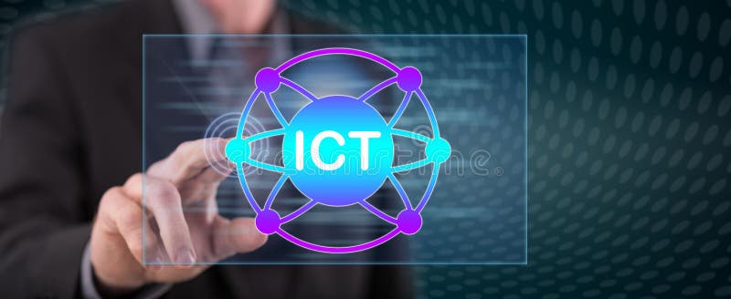 Man Touching an Ict Concept Stock Photo - Image of connection, website ...
