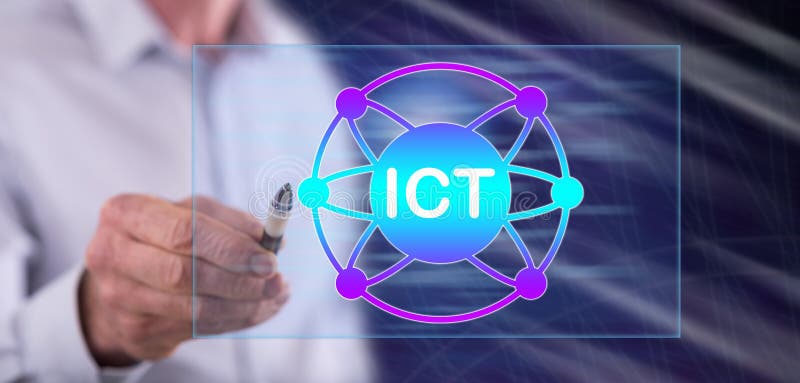 Man Touching an Ict Concept Stock Image - Image of touch, computer ...