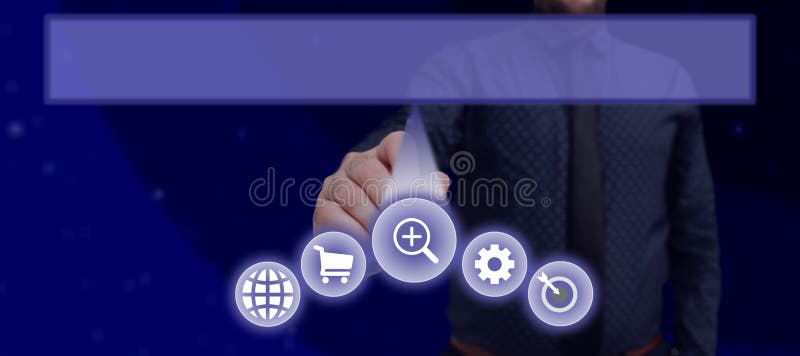 Man about Touching Important Digital System S.Science Concepts ...