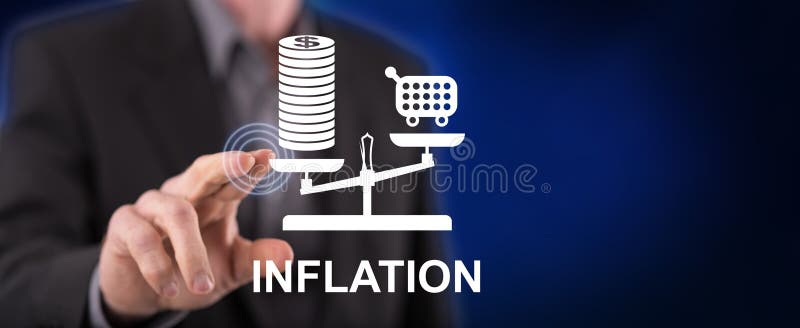 Man Touching an Inflation Concept Stock Photo - Image of investment ...