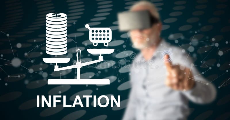 Man Touching an Inflation Concept Stock Photo - Image of cash, money ...