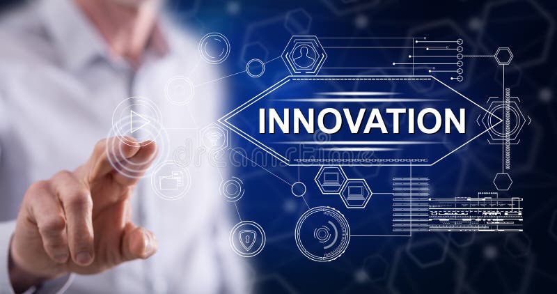 Man Touching an Innovation Concept Stock Photo - Image of concept ...