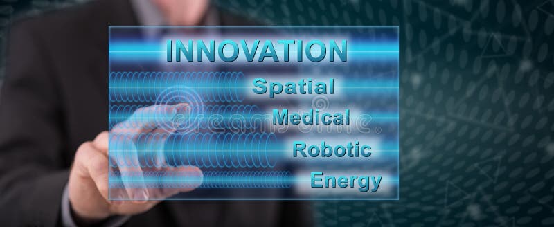 Man Touching an Innovation Concept Stock Photo - Image of inspiration ...
