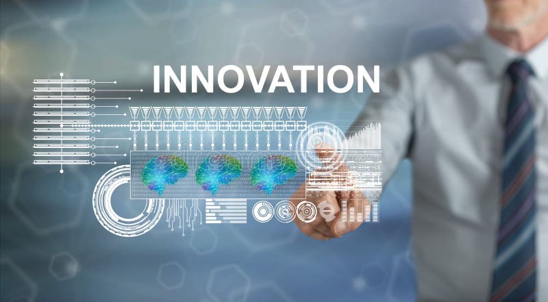 Man Touching an Innovation Concept Stock Illustration - Illustration of ...