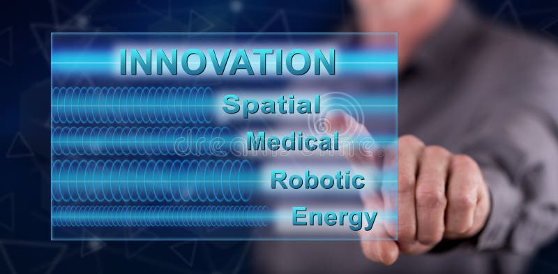 Man Touching an Innovation Concept Stock Photo - Image of digital ...
