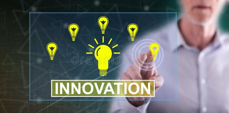 Man Touching an Innovation Concept Stock Image - Image of discovery ...