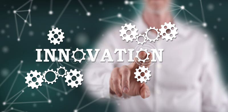 Man Touching an Innovation Concept Stock Photo - Image of success ...