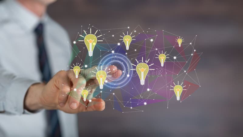 Man Touching an Innovation Concept Stock Image - Image of network ...
