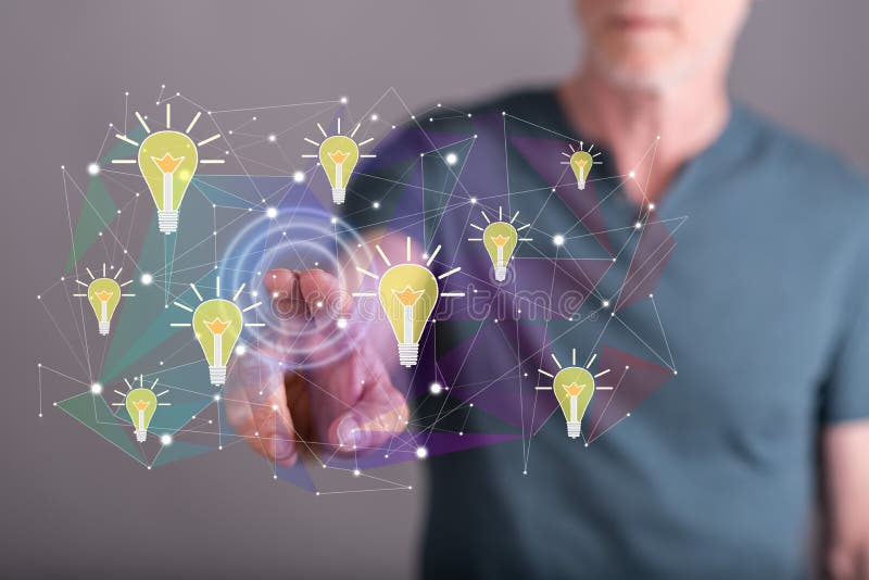 Man Touching an Innovation Concept Stock Image - Image of person ...