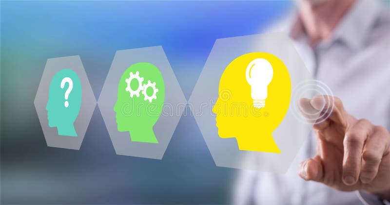 Man Touching an Innovation Concept Stock Image - Image of mark ...