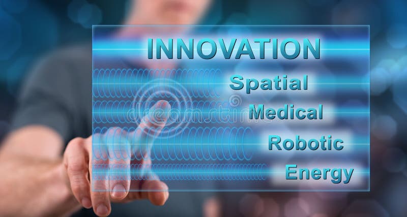 Man Touching an Innovation Concept Stock Photo - Image of development ...