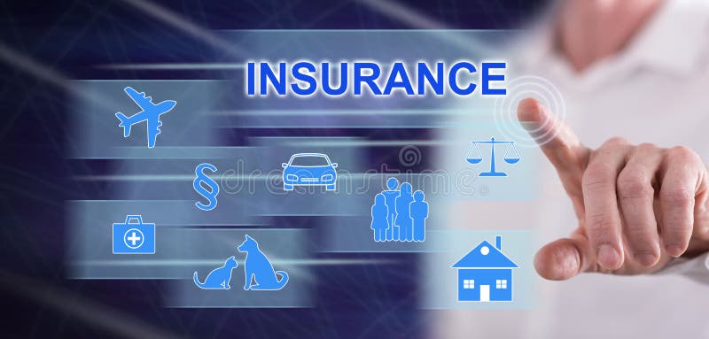 Man Touching an Insurance Concept Stock Illustration - Illustration of ...