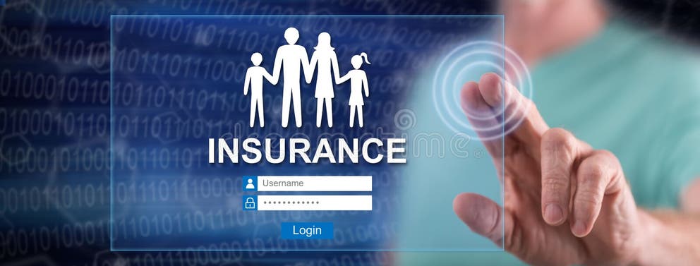 Man Touching an Insurance Concept Stock Photo - Image of secure, screen ...