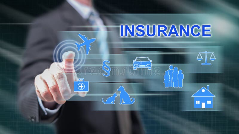 Man Touching an Insurance Concept Stock Image - Image of touch, concept ...
