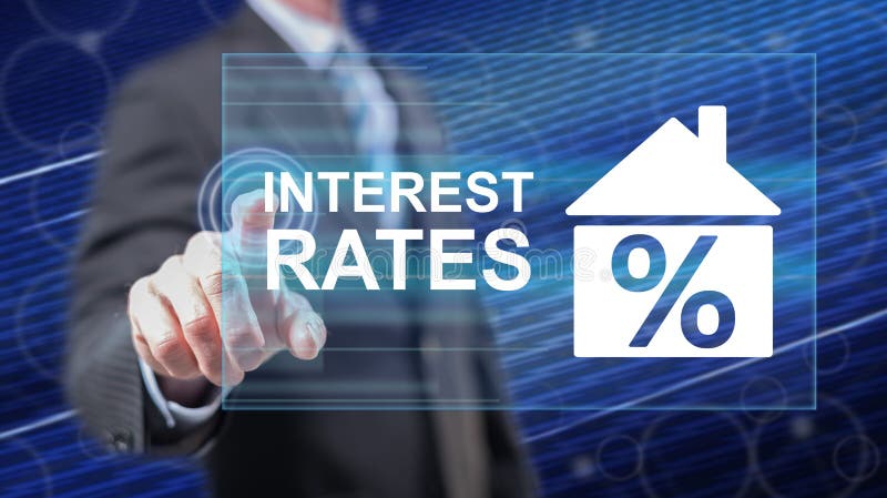 Man Touching an Interest Rates Concept Stock Illustration ...