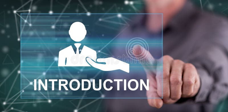 Man Touching an Introduction Concept Stock Image - Image of person ...
