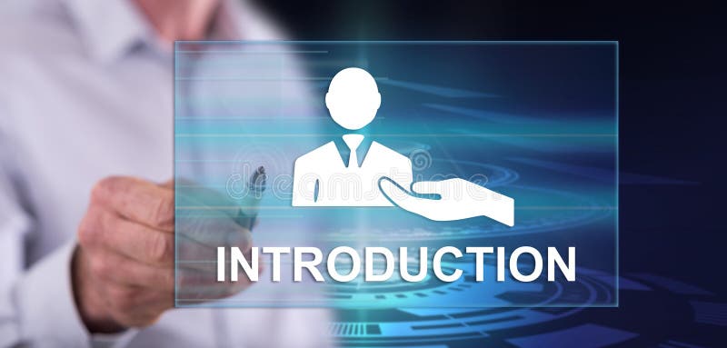 Man Touching an Introduction Concept Stock Photo - Image of people ...