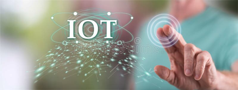 Man Touching an Iot Concept Stock Illustration - Illustration of future ...