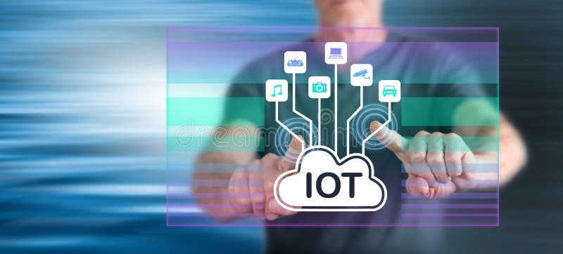 Man Touching an Iot Concept Stock Image - Image of touch, technology ...