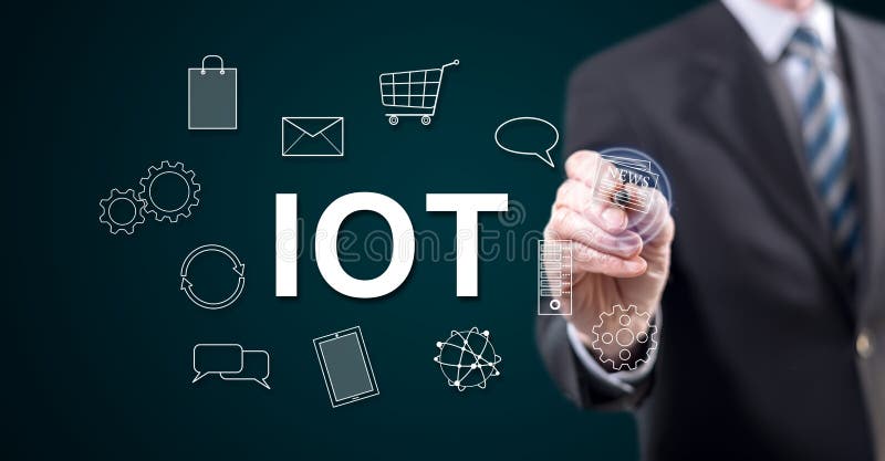 Man Touching an Iot Concept Stock Image - Image of screen, automation ...