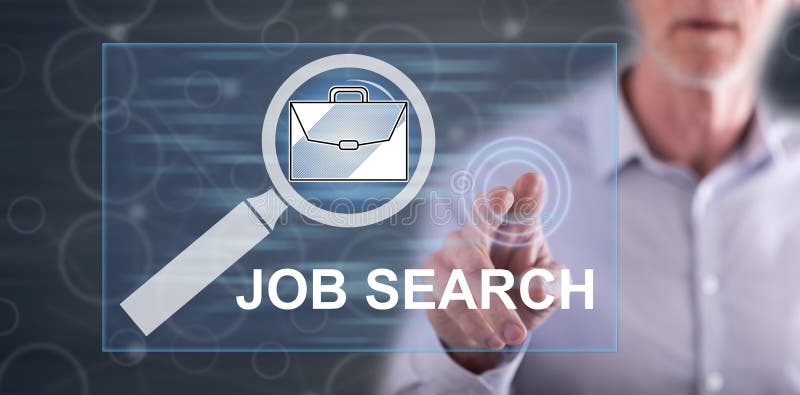 Man Touching a Job Search Concept Stock Photo - Image of career, people ...