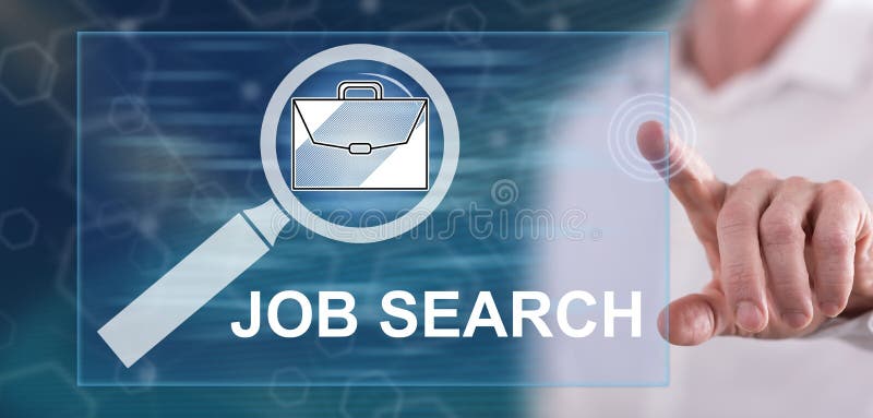 Man Touching a Job Search Concept Stock Photo - Image of career ...