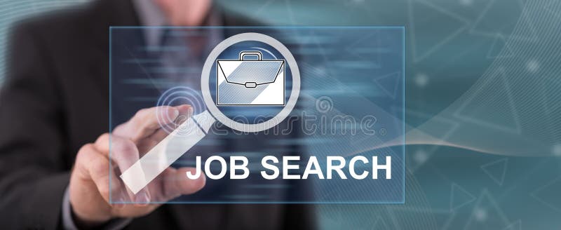 Man Touching a Job Search Concept Stock Photo - Image of concept ...