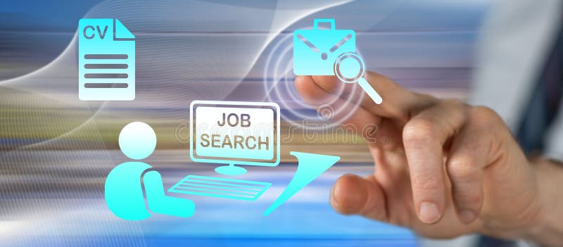Man Touching a Job Search Concept Stock Photo - Image of concept ...