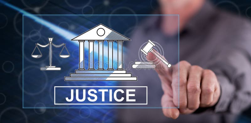 Man Touching a Justice Concept Stock Photo - Image of lawyer, justice ...