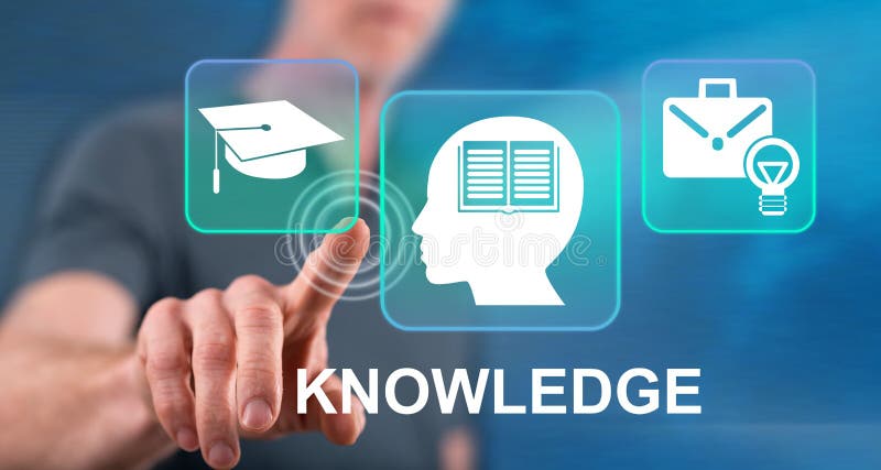 Man Touching a Knowledge Concept Stock Photo - Image of business ...