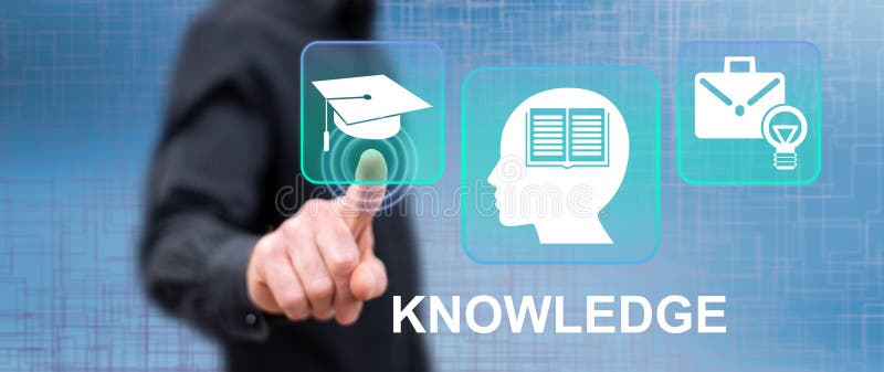 Man Touching a Knowledge Concept Stock Image - Image of management ...