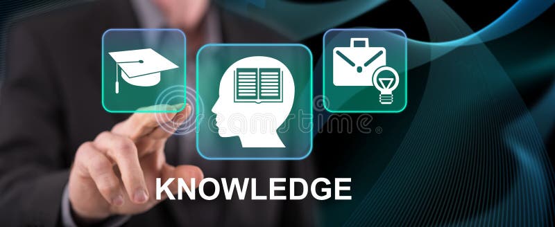 Man Touching a Knowledge Concept Stock Photo - Image of learn ...