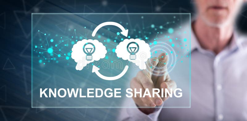 Man Touching a Knowledge Sharing Concept Stock Image - Image of share ...