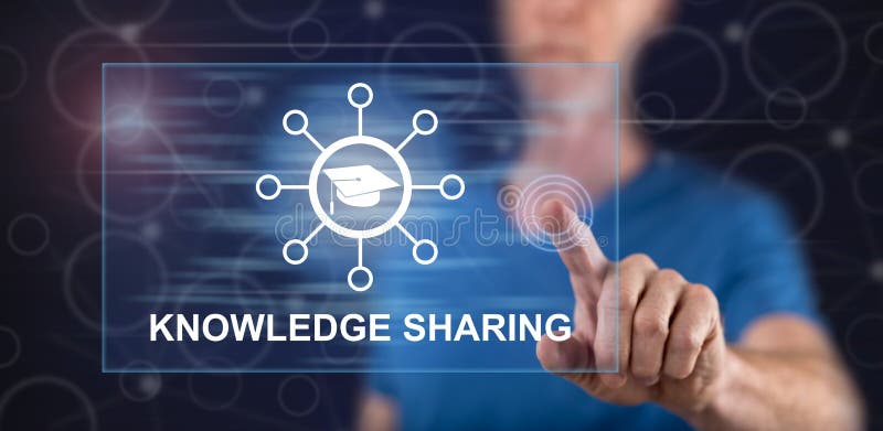 Man Touching a Knowledge Sharing Concept Stock Image - Image of skills ...