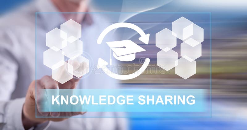 Man Touching a Knowledge Sharing Concept Stock Photo - Image of ...