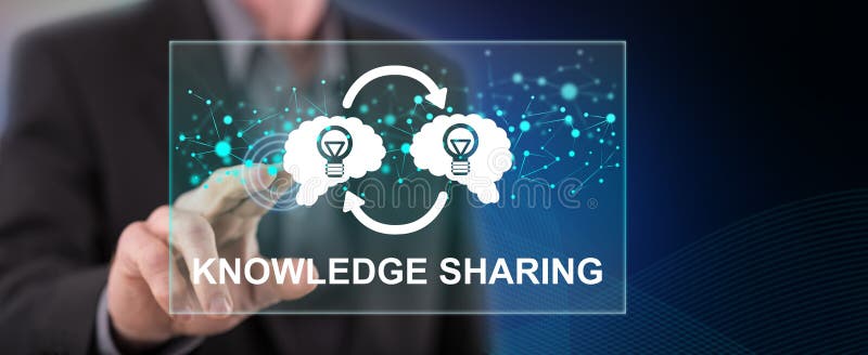 Man Touching a Knowledge Sharing Concept Stock Photo - Image of idea ...