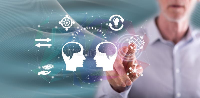 Man Touching a Knowledge Sharing Concept Stock Image - Image of ...